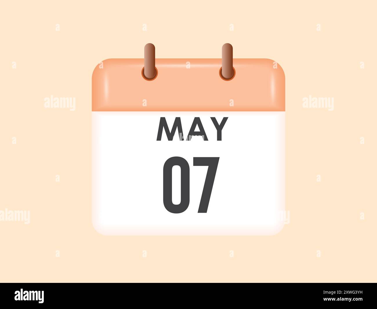 May 7 - calendar and Time planner. Daily Calendar Icon reminder. Vector ...