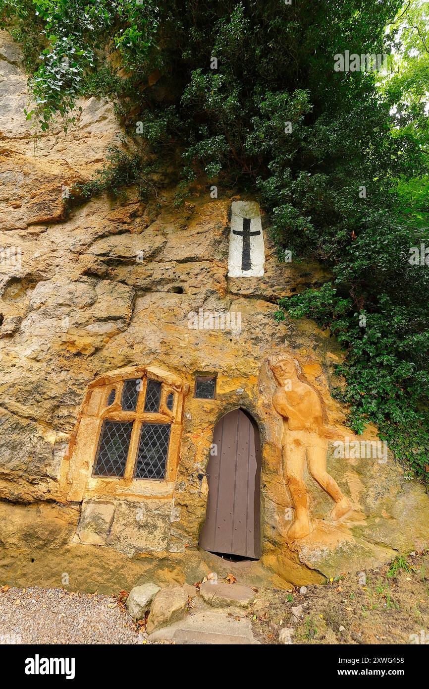 The exterior of the Chapel Of Our Lady Of The Crag carved into the rock ...