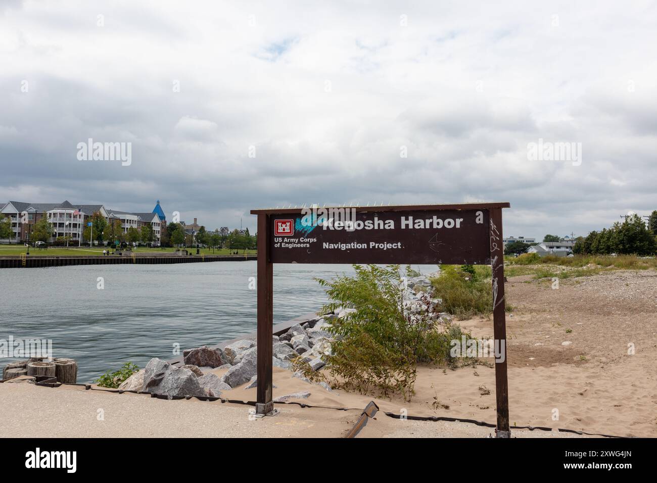 Kenosha harbor sign Stock Photo - Alamy