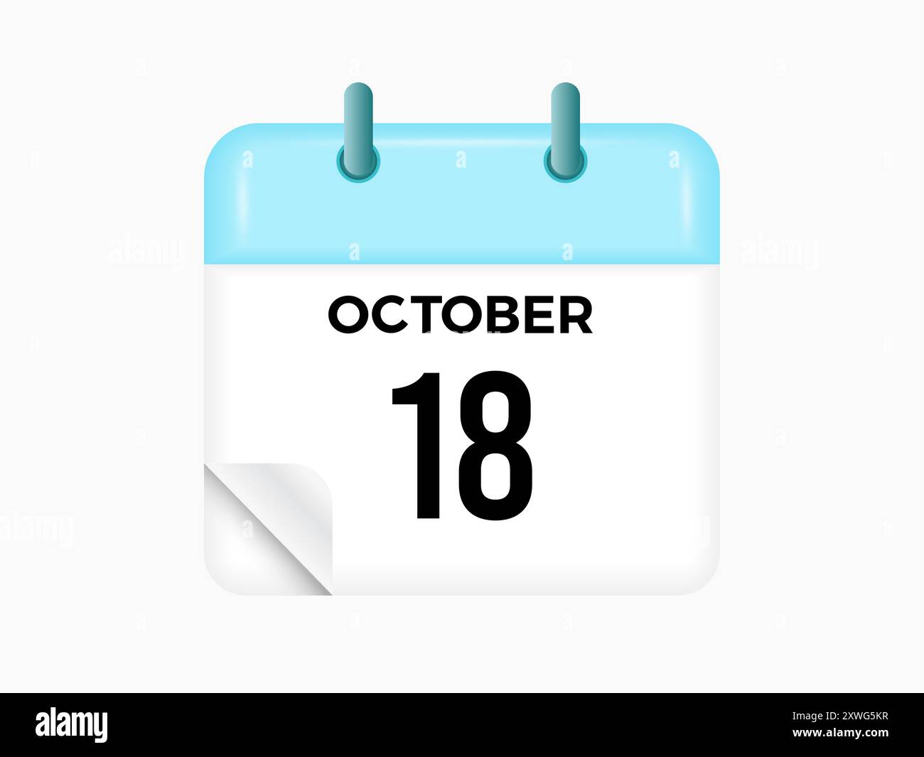 October 18 - calendar and Time planner. Daily Calendar Icon reminder ...