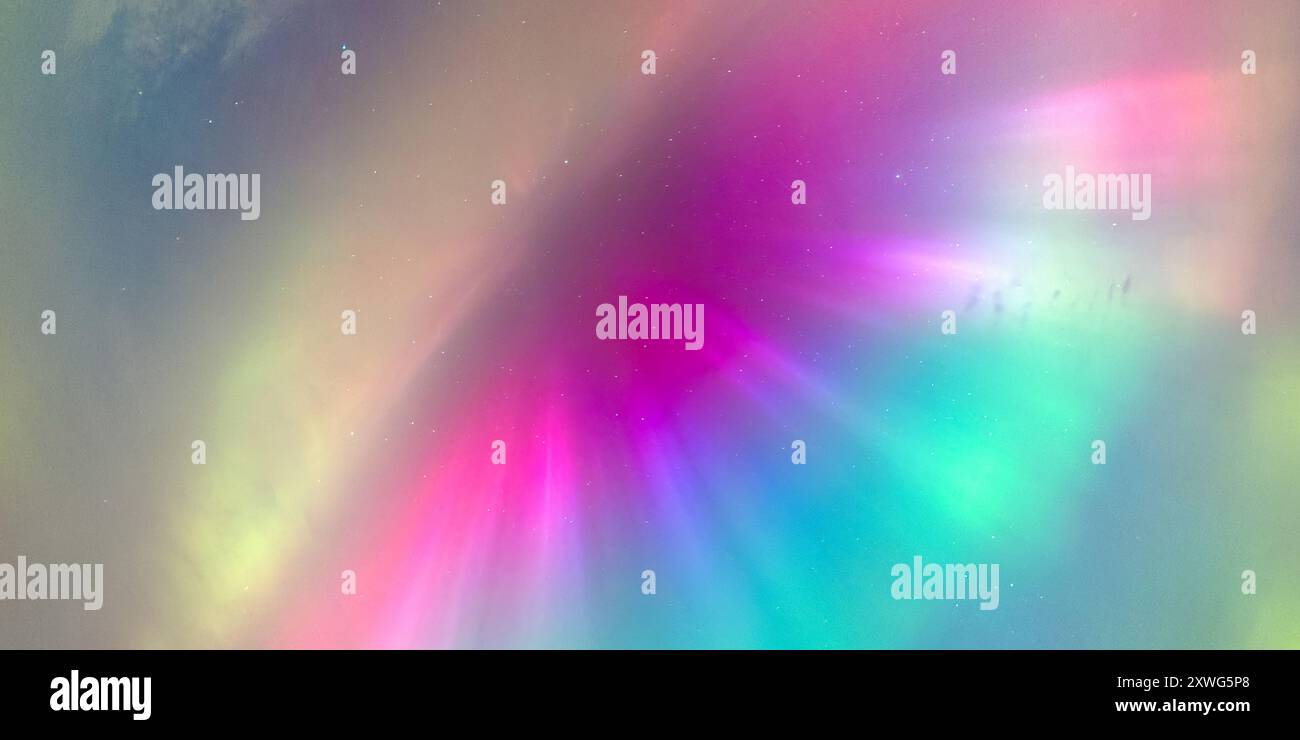 RGB Aurora Borealis Zenith Columns Surrounded by Feather Clouds ...