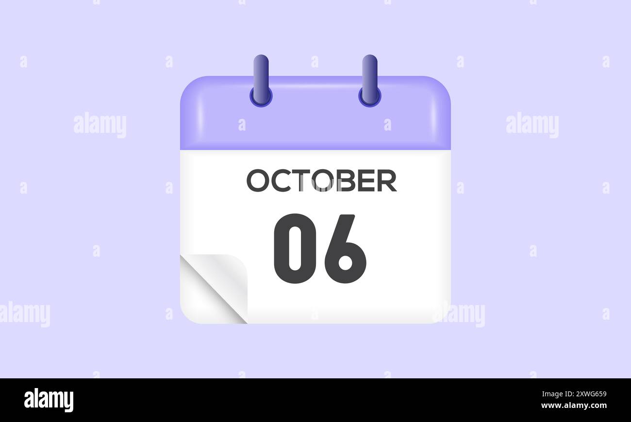 October 6 - calendar and Time planner. Daily Calendar Icon reminder ...