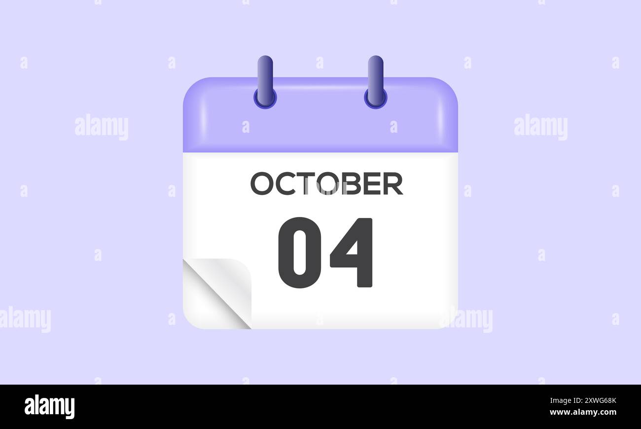 October 4 - calendar and Time planner. Daily Calendar Icon reminder ...
