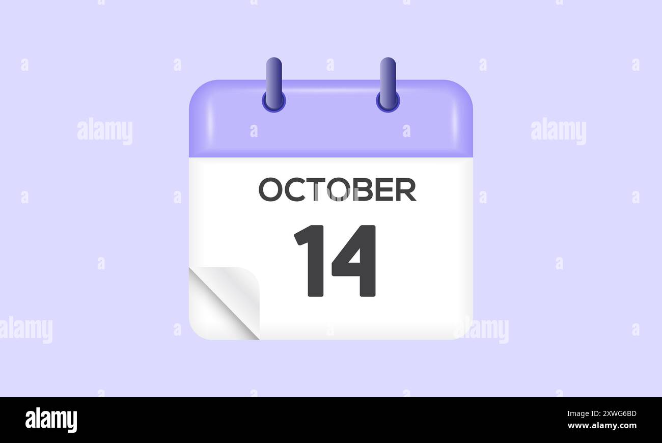 October 14 - calendar and Time planner. Daily Calendar Icon reminder ...