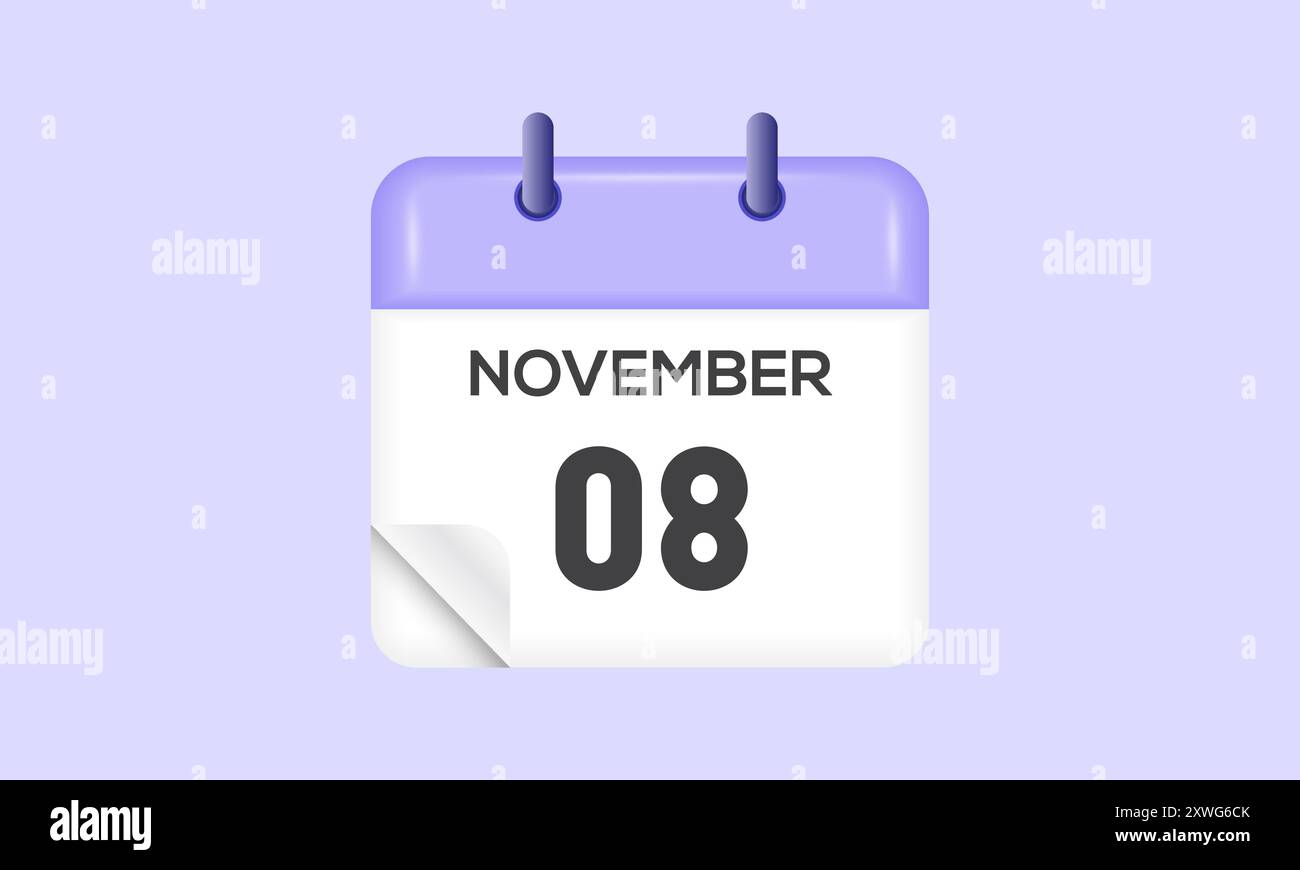 November 8 - calendar and Time planner. Daily Calendar Icon reminder ...