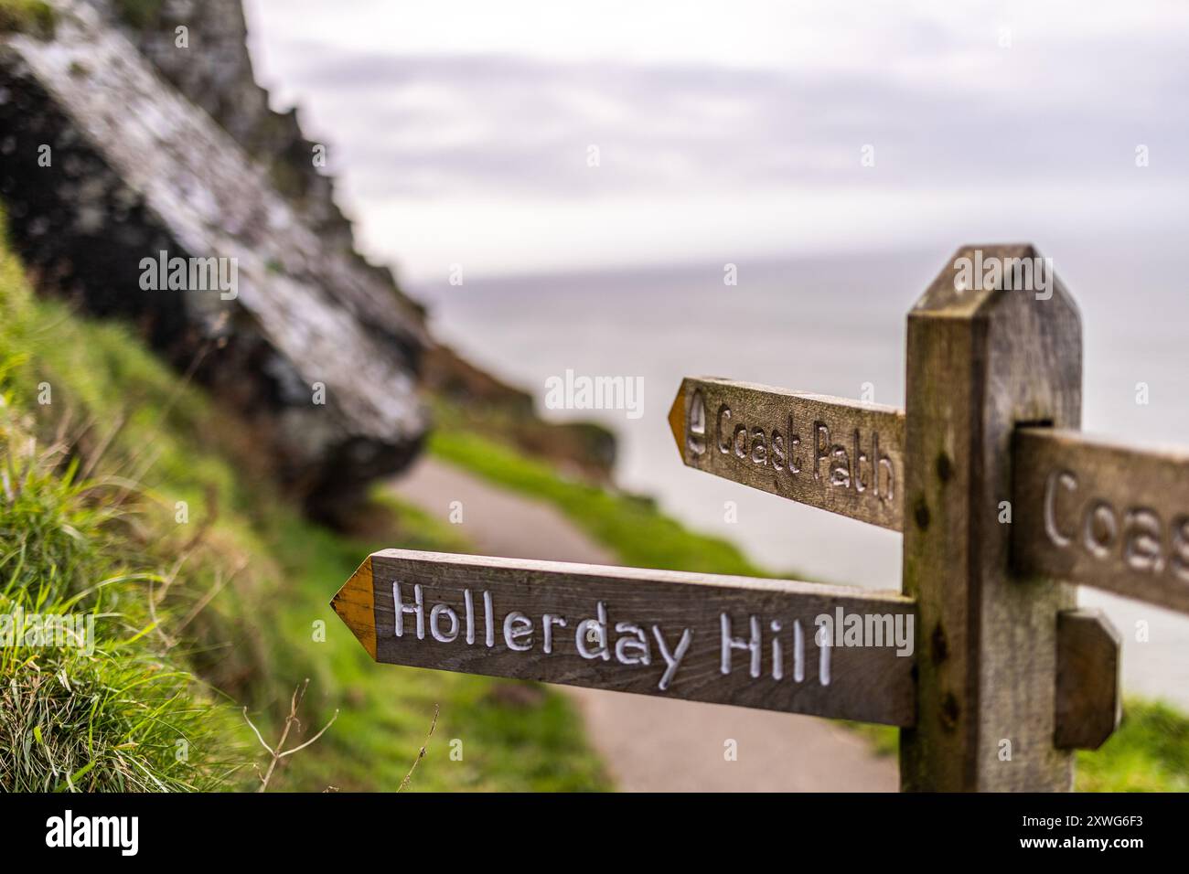South West Coast path sign in Exmoore National Park Devon Stock Photo ...