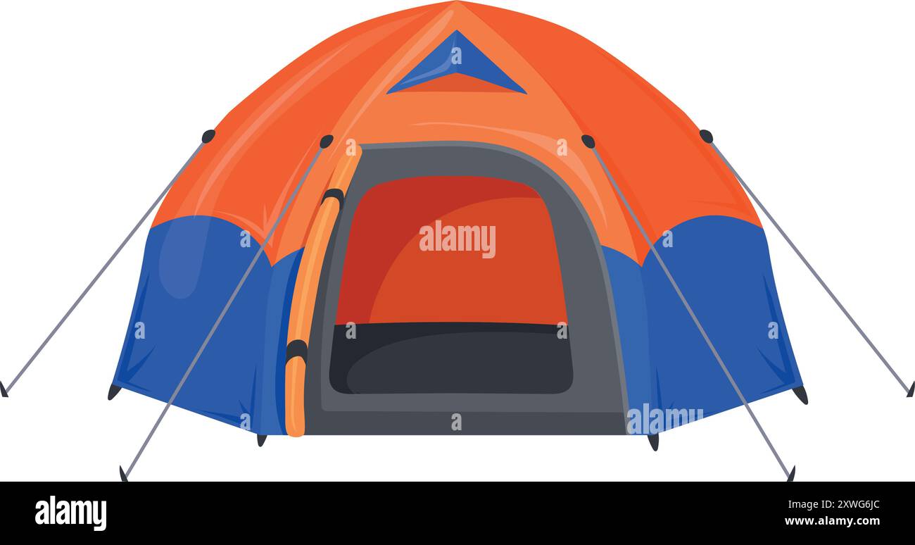 Camping tent icon. Cartoon colorful fabric dome isolated on white ...
