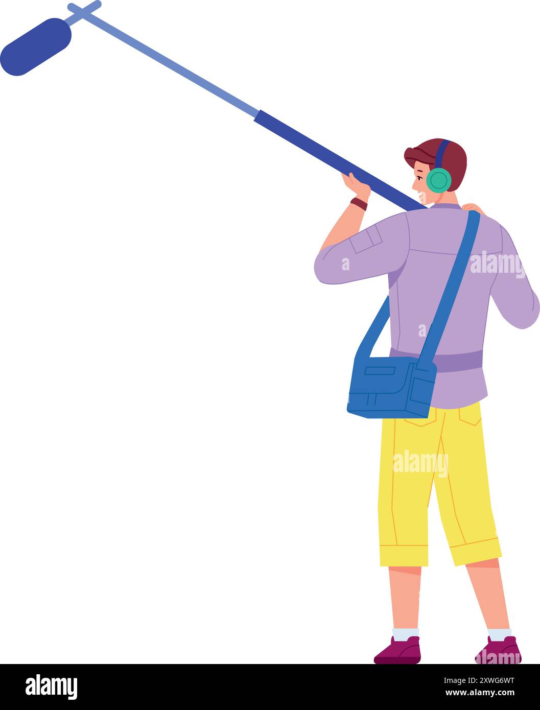 Man recording sound with professional microphone. Audio technician ...