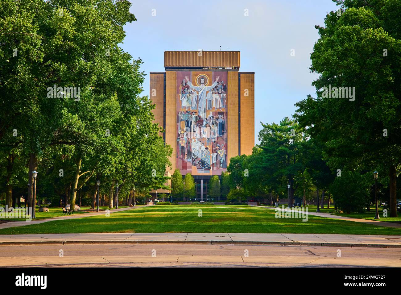 Notre Dame Touchdown Jesus Mural from Low Eye-Level Perspective Stock ...
