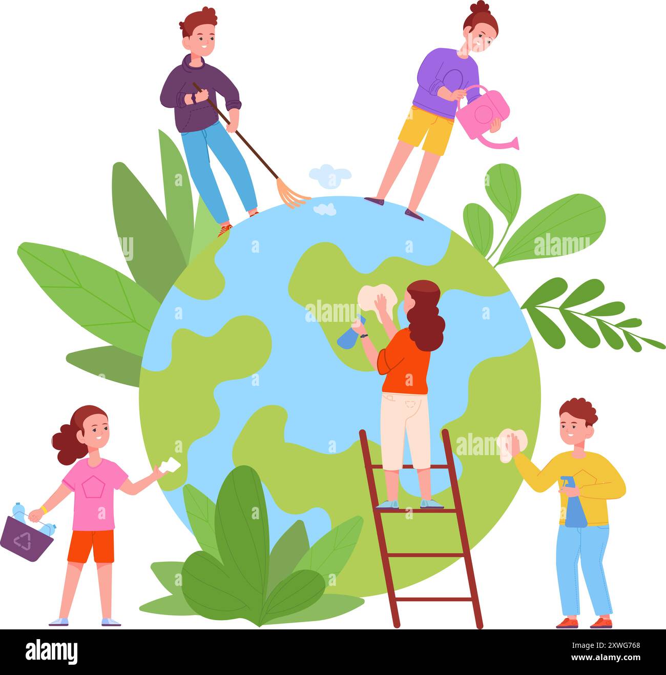 People care about planet Earth. Protecting eco environment isolated on ...