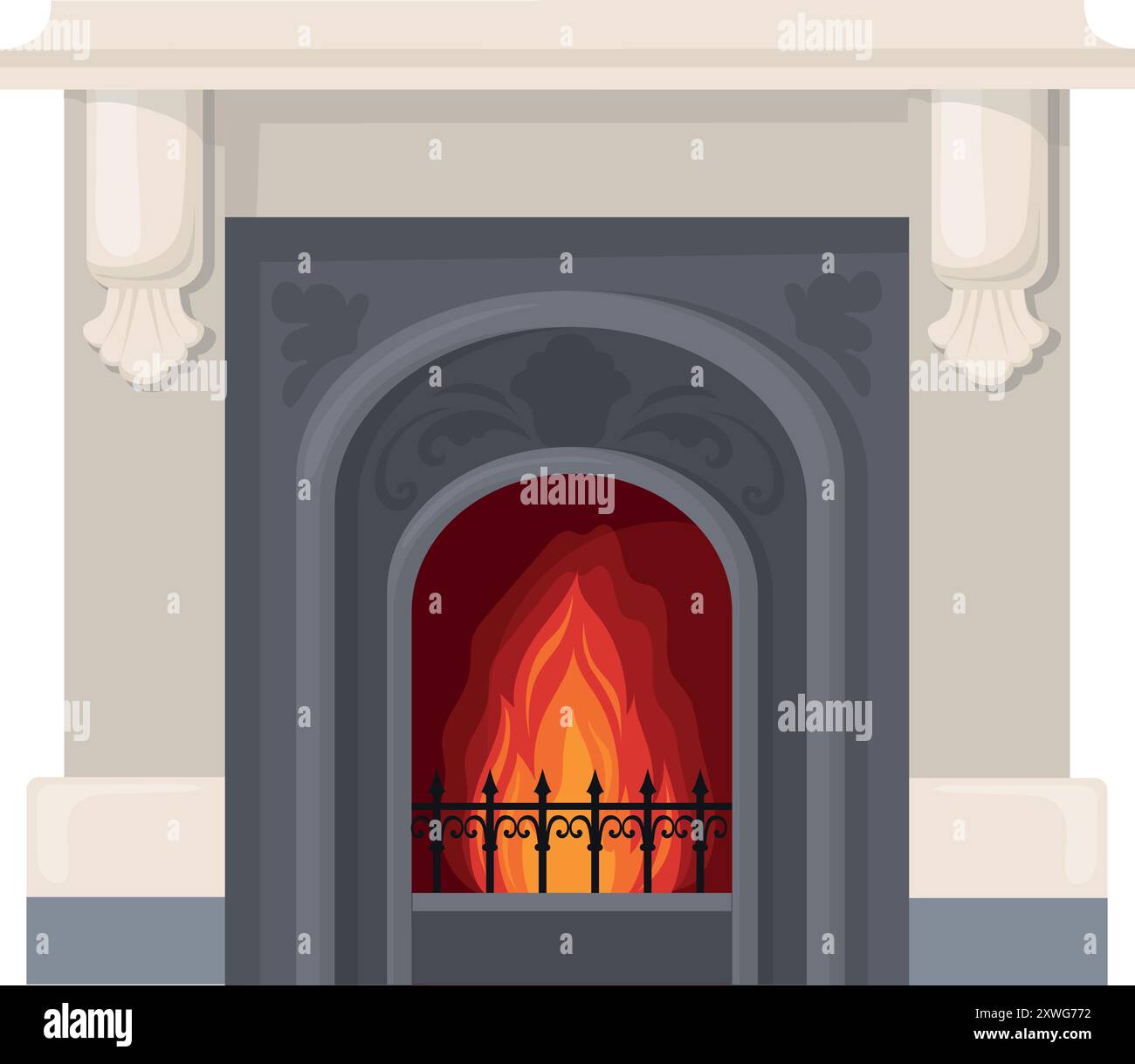Fireplace cartoon hi-res stock photography and images - Alamy