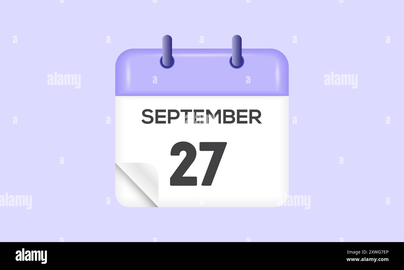 September 27 - calendar and Time planner. Daily Calendar Icon reminder. Vector Illustration ...