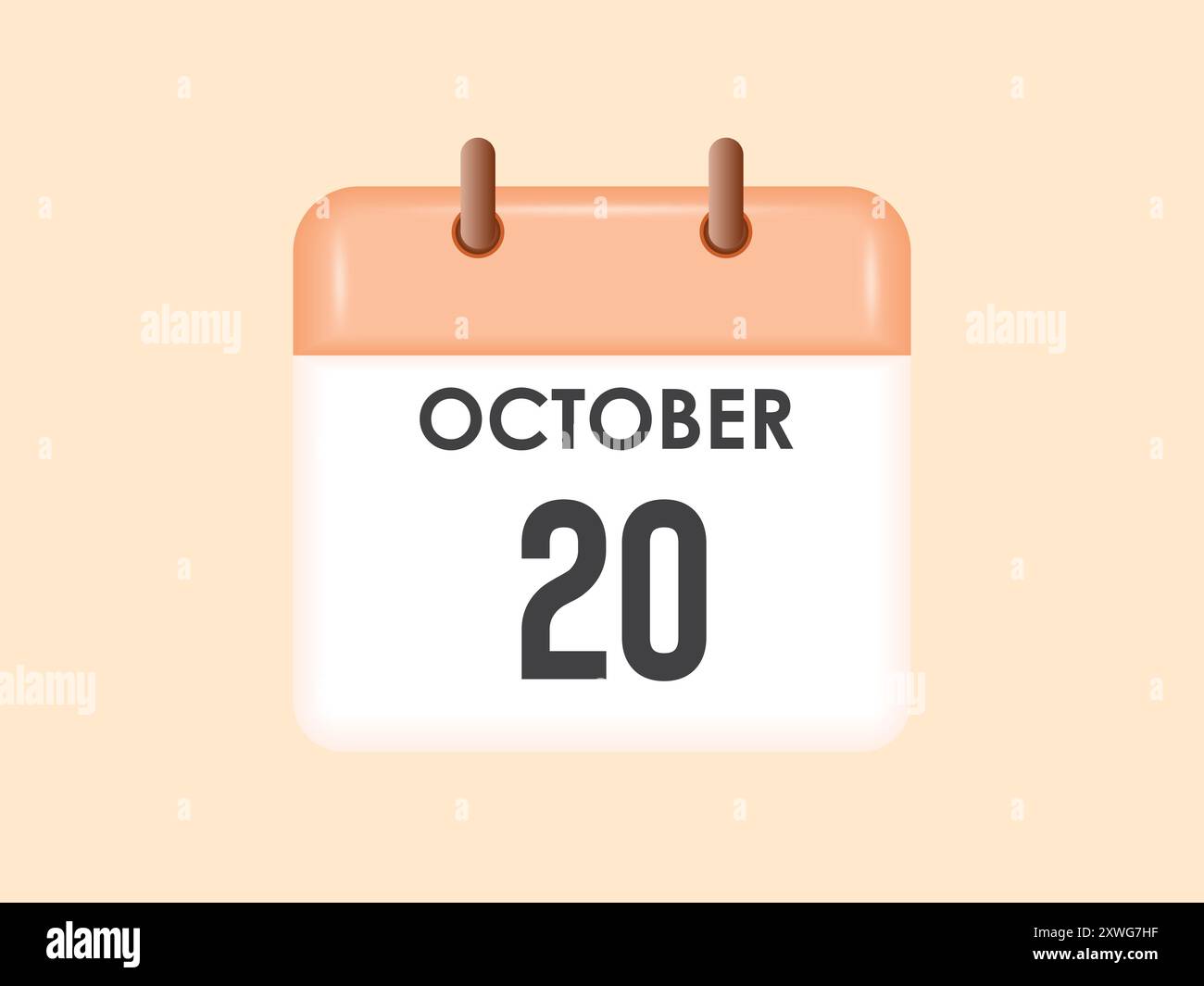 October 20 - calendar and Time planner. Daily Calendar Icon reminder ...