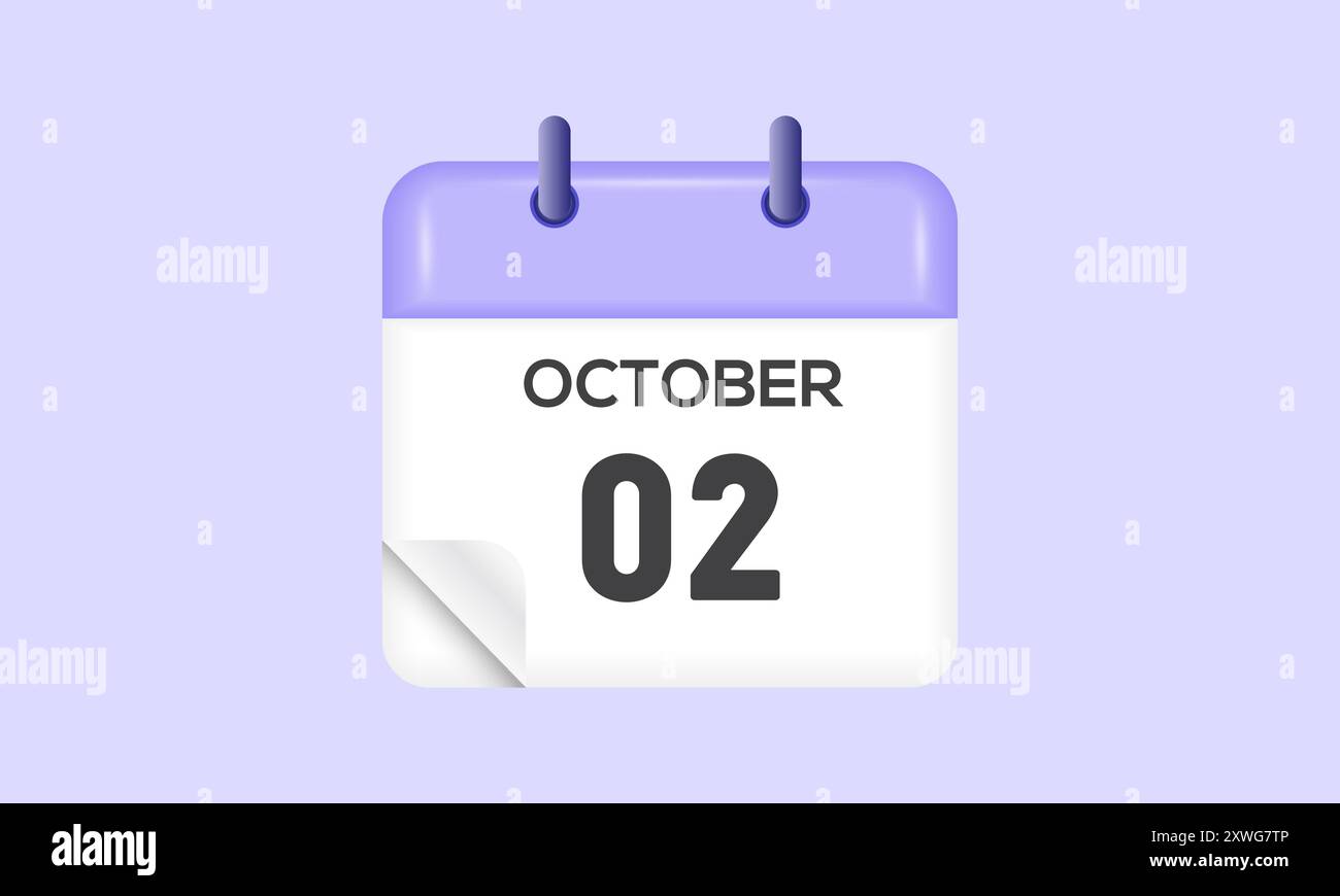 October 2 - calendar and Time planner. Daily Calendar Icon reminder ...