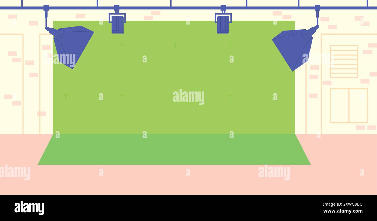 Green screen for movie production Film scene background. Vector ...