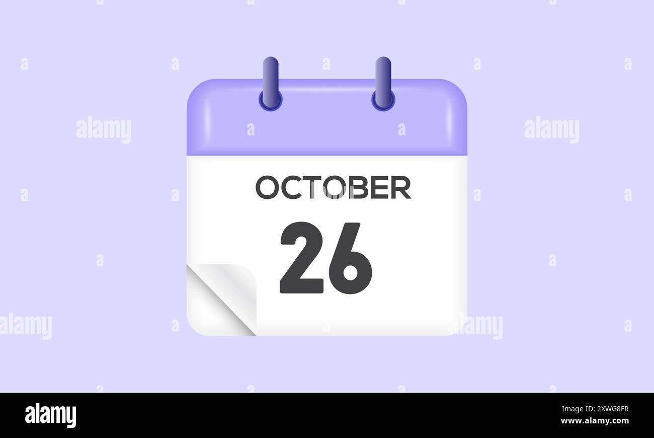 October 26 - calendar and Time planner. Daily Calendar Icon reminder ...