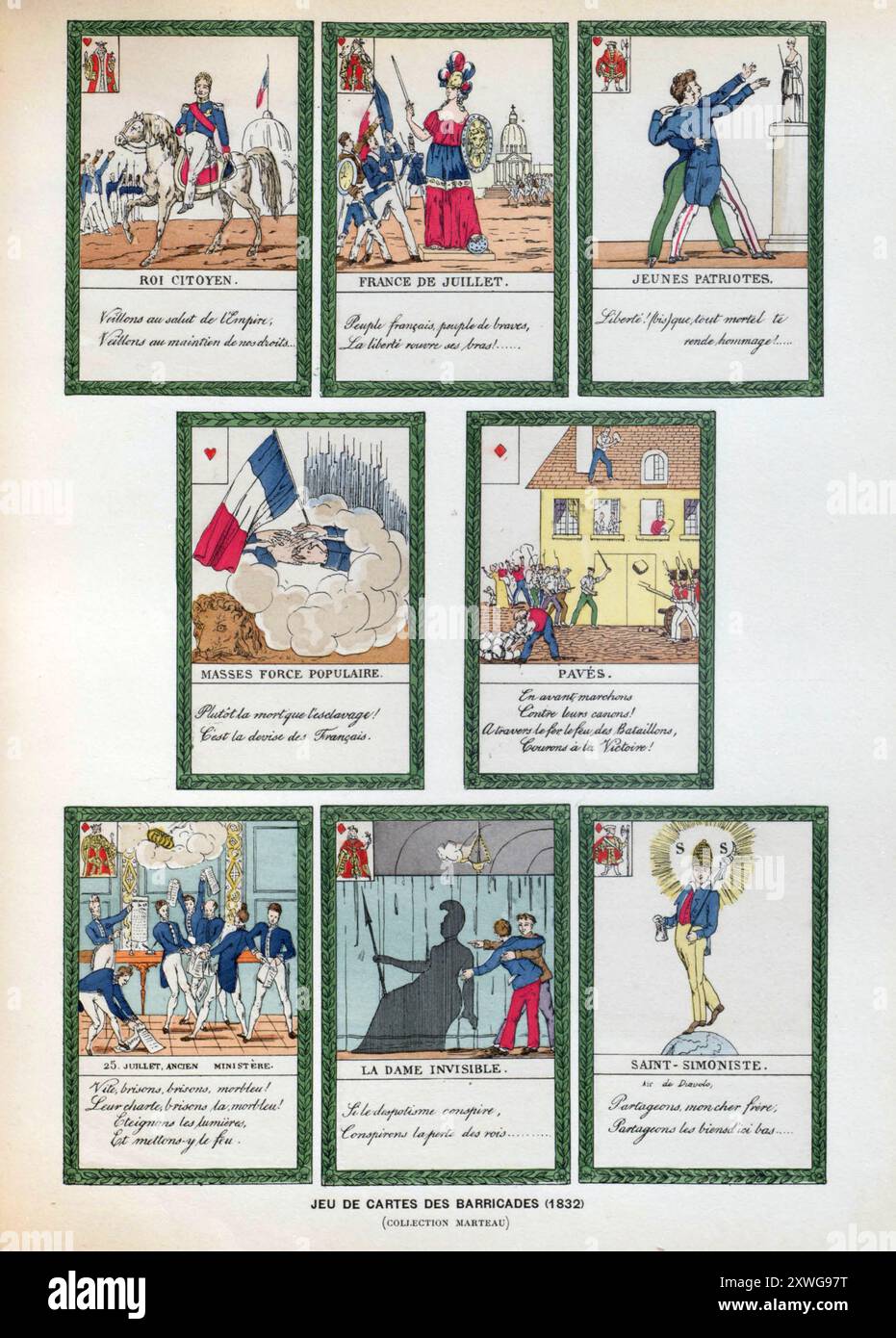 Deck of Playing Cards of the Barricades, 1832. Vintage Illustration of ...