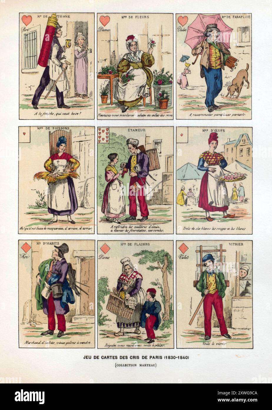 Deck of Crads of "Cris de Paris" Vintage Illustration of French Playing ...