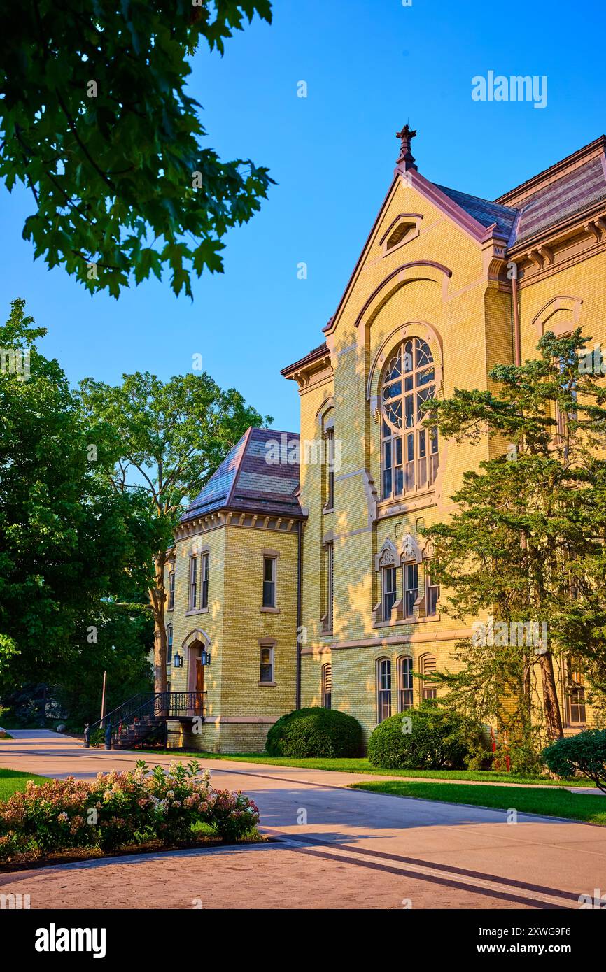 Historic University Building at Golden Hour Eye-Level Perspective Stock ...