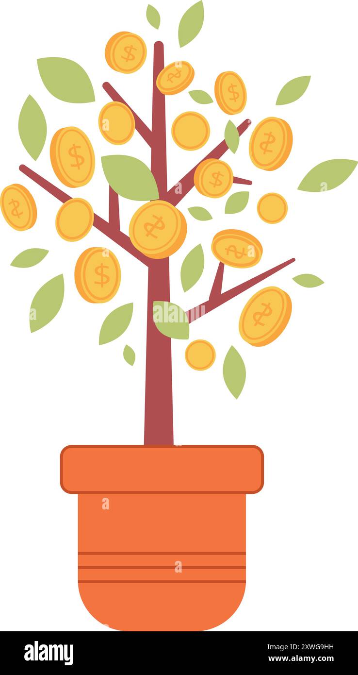 Coins tree isolated on Stock Vector Images - Alamy