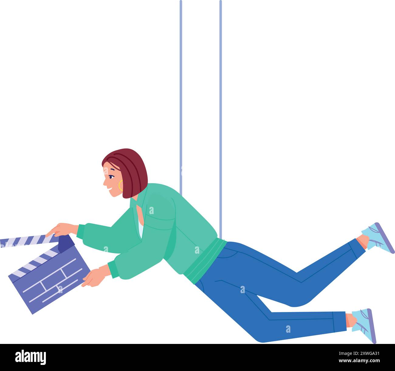 Cinema filming start sign from clapboard worker character isolated on ...