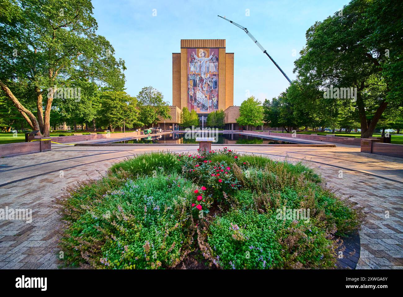 Vibrant Mural and Reflection Pool on University Campus at Eye Level ...