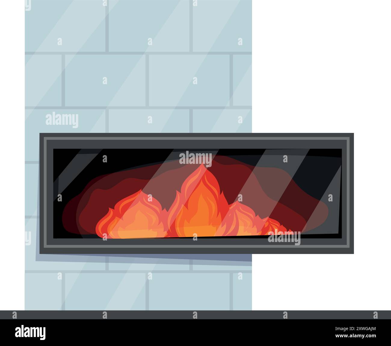 House fire decoration. Cartoon fireplace. Room heat isolated on white ...