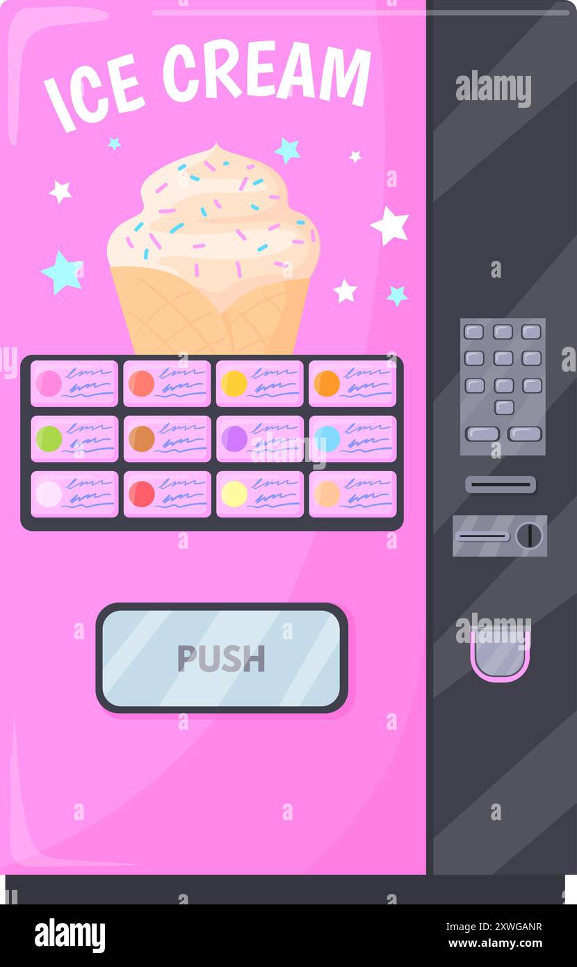 Ice cream vending machine. Cartoon sweet dispenser isolated on white ...