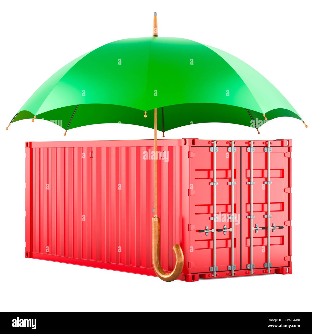 Cargo container under umbrella. Insurance and protect freight ...