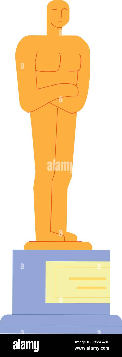 Cinema award icon. Golden man statue trophy isolated on white ...