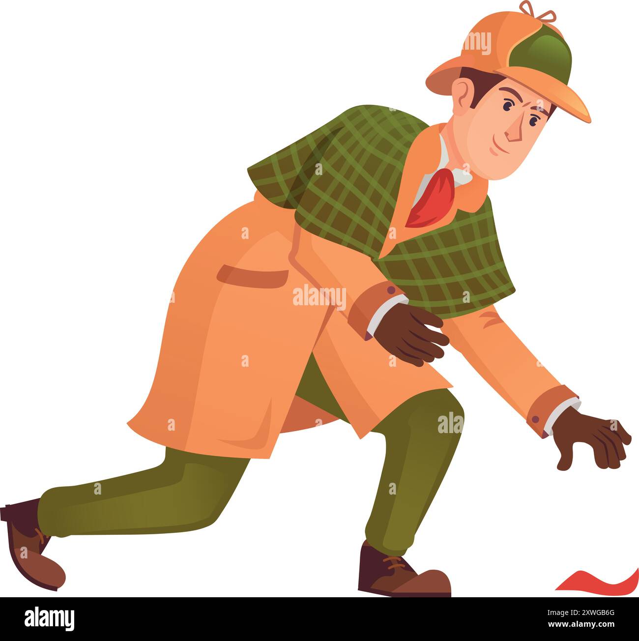 Happy investigator find clue. Cartoon detective character isolated on ...