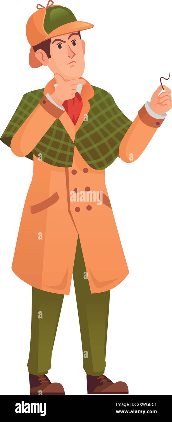 Detective thinking about crime evidence. Clue investigation isolated on ...