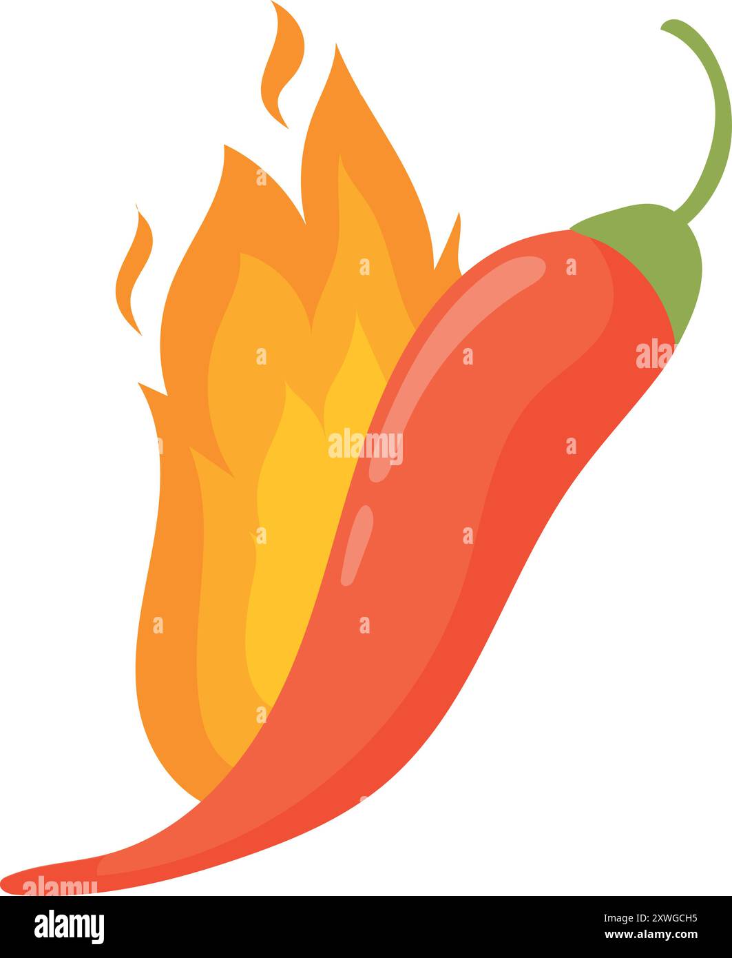 Hot red chili icon. Spicy cartoon pepper isolated on white background ...