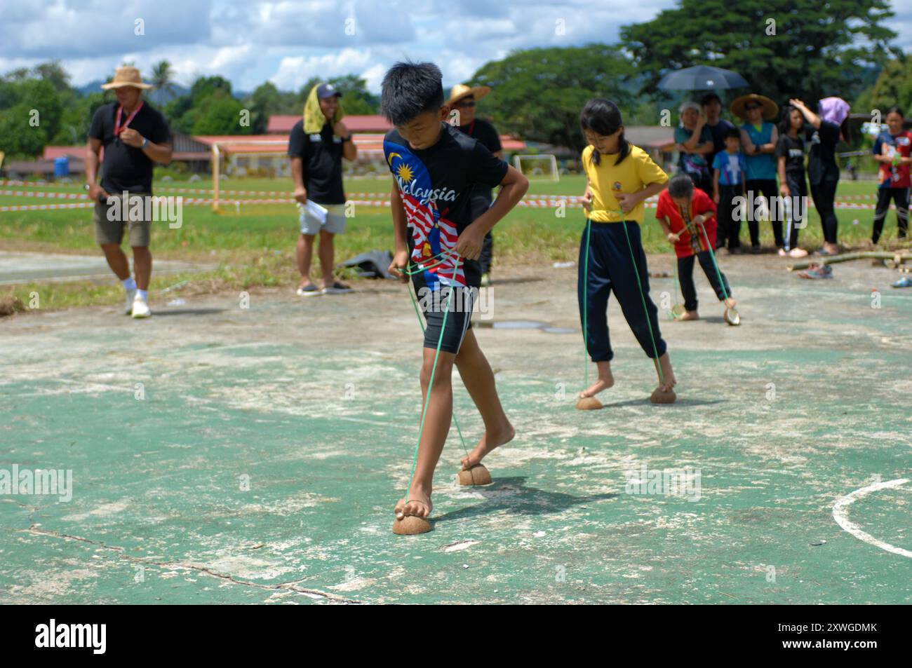 Coconut Shell Race at local community event, Bongkud, Ranau, Sabah ...