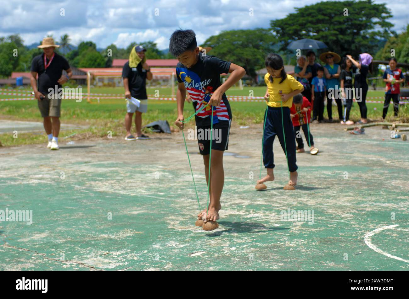 Coconut Shell Race at local community event, Bongkud, Ranau, Sabah ...