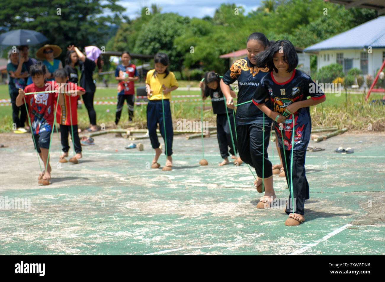 Coconut Shell Race at local community event, Bongkud, Ranau, Sabah ...