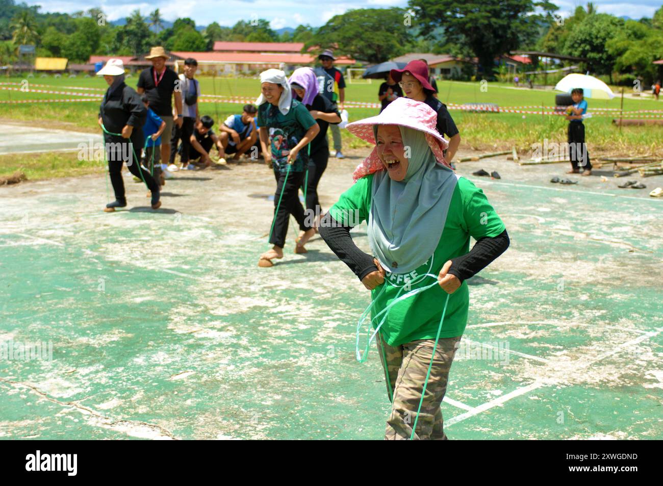 Coconut Shell Race at local community event, Bongkud, Ranau, Sabah ...