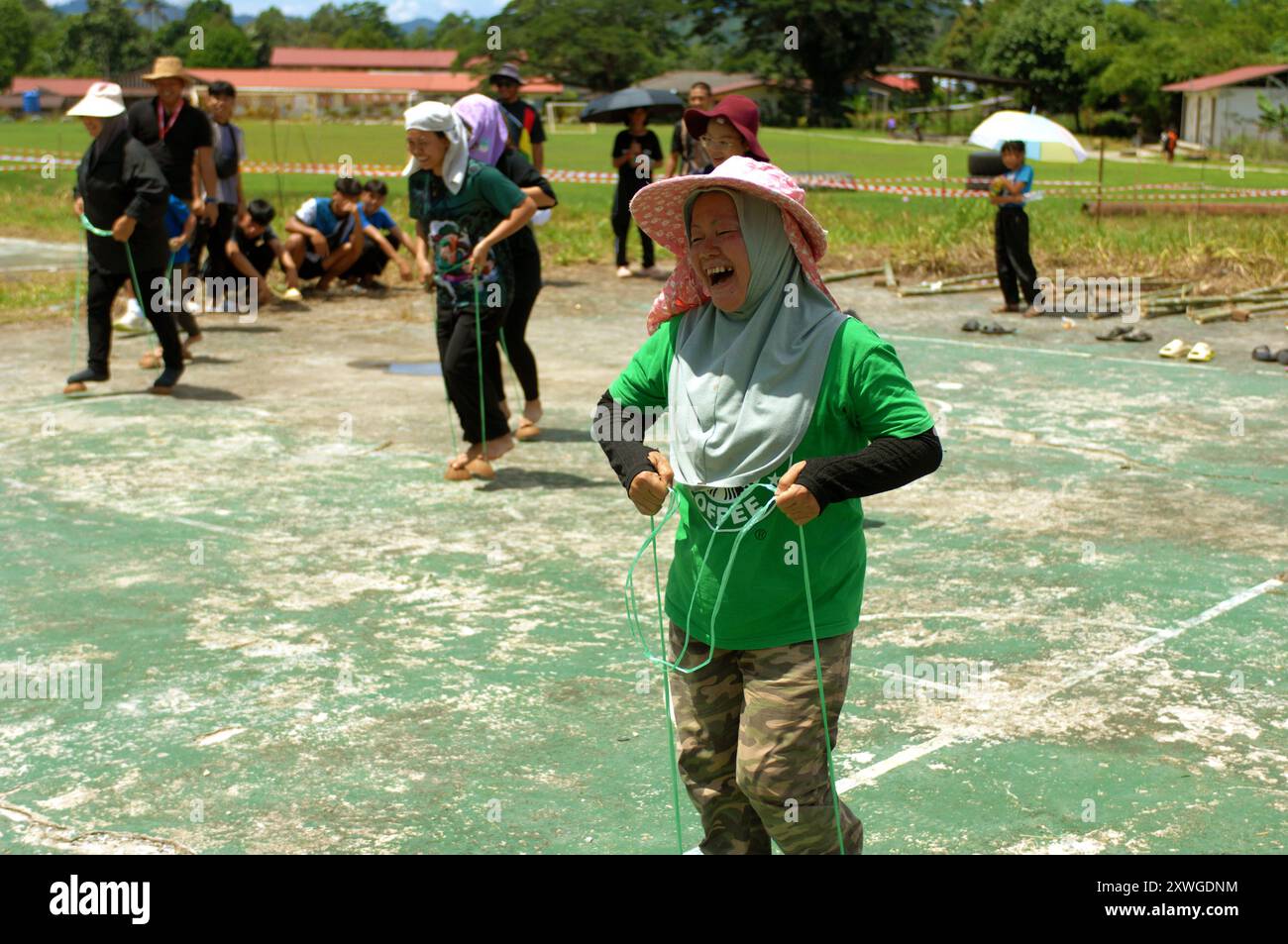 Coconut Shell Race at local community event, Bongkud, Ranau, Sabah ...