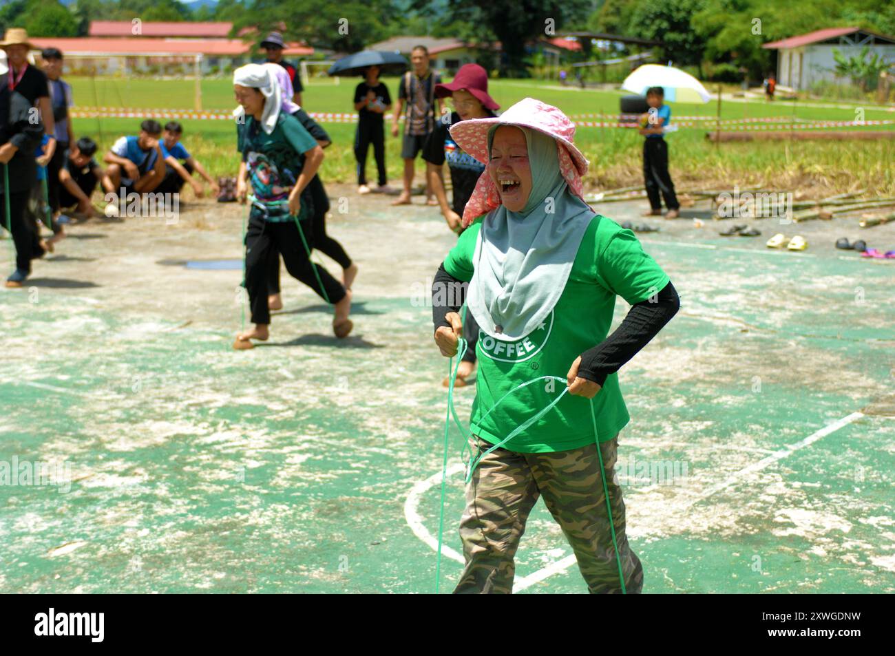 Coconut Shell Race at local community event, Bongkud, Ranau, Sabah ...