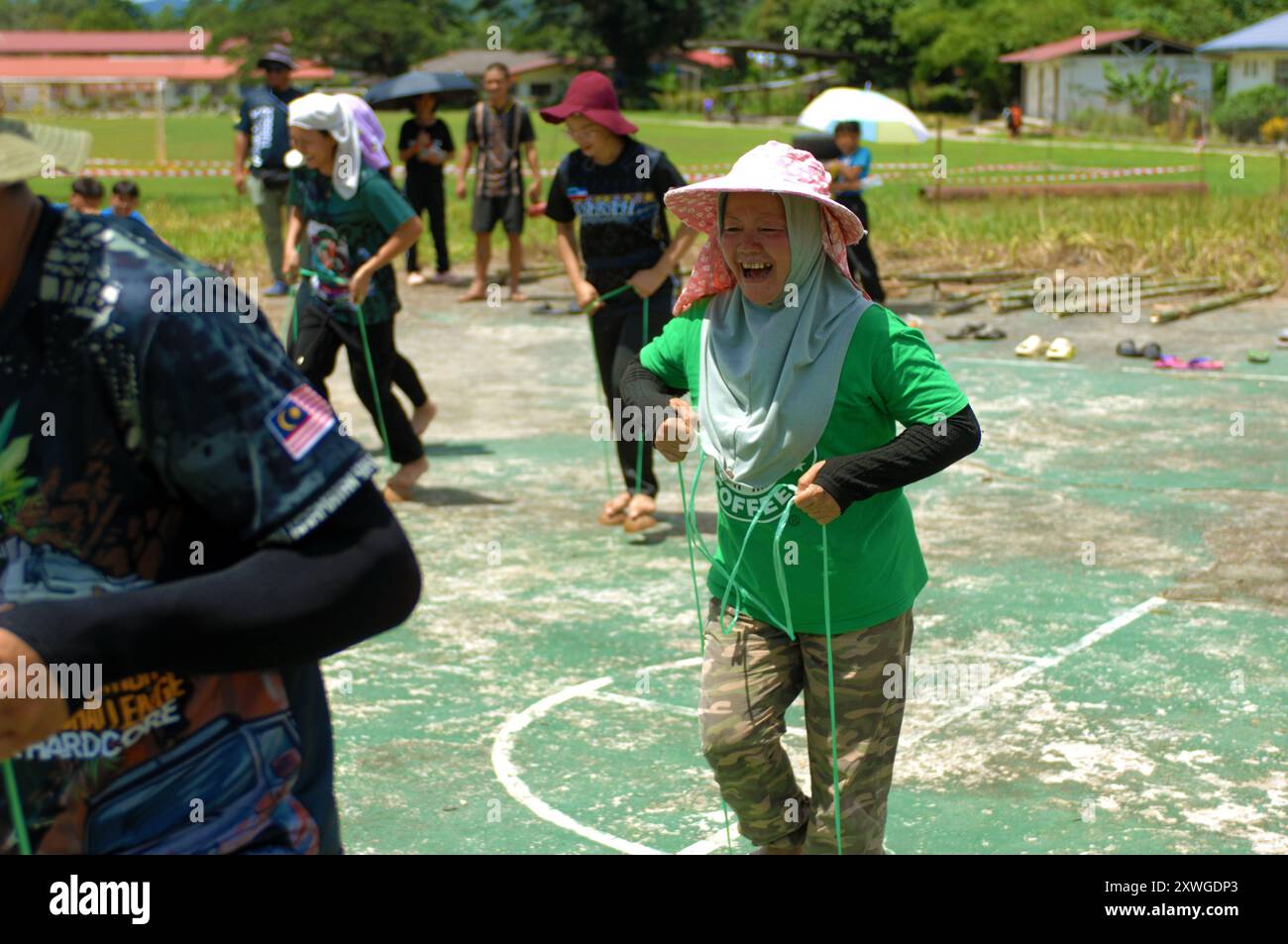 Coconut Shell Race at local community event, Bongkud, Ranau, Sabah ...