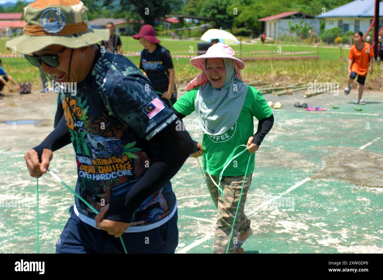 Coconut Shell Race at local community event, Bongkud, Ranau, Sabah ...