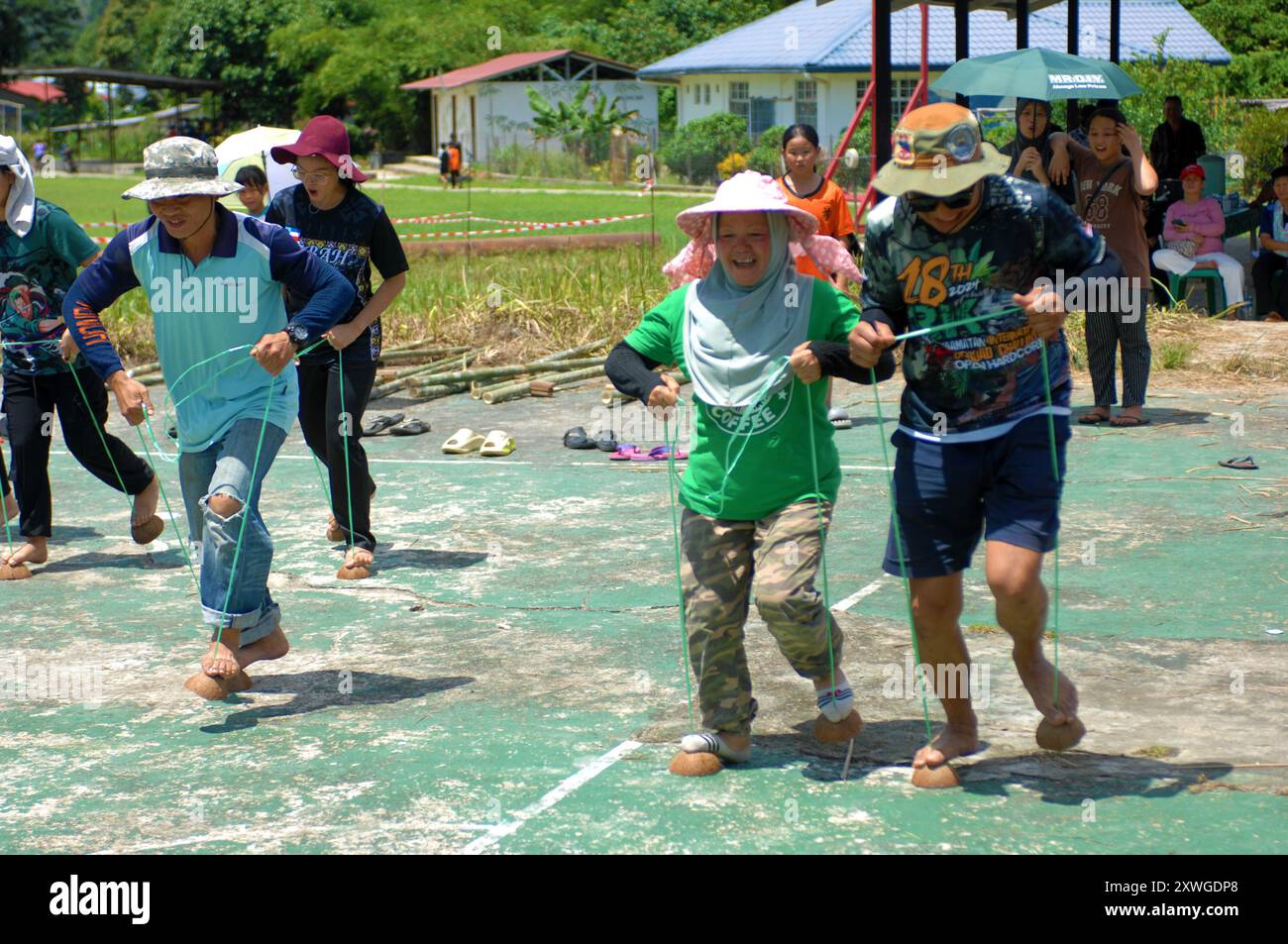Coconut Shell Race at local community event, Bongkud, Ranau, Sabah ...