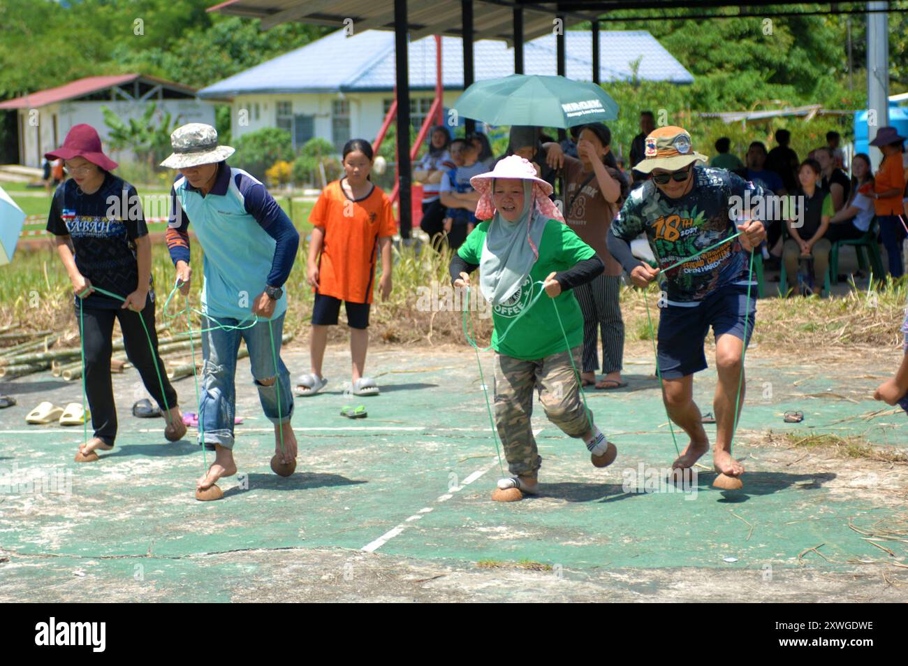 Coconut Shell Race at local community event, Bongkud, Ranau, Sabah ...