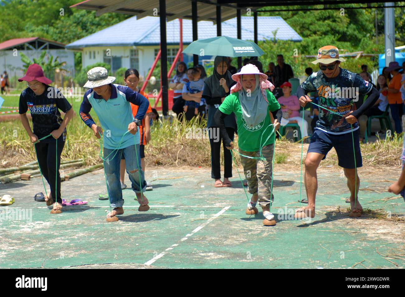 Coconut Shell Race at local community event, Bongkud, Ranau, Sabah ...