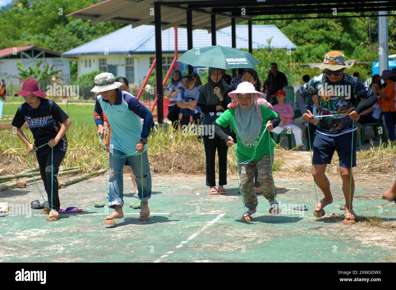 Coconut Shell Race at local community event, Bongkud, Ranau, Sabah ...
