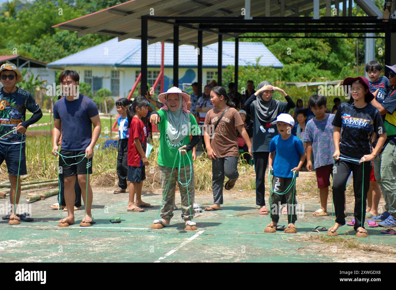 Coconut Shell Race at local community event, Bongkud, Ranau, Sabah ...