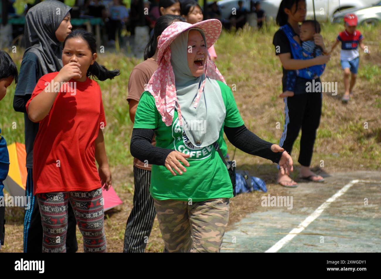 Coconut Ten Pin Bowling at a community festival, Bongkud, Ranau, Sabah ...