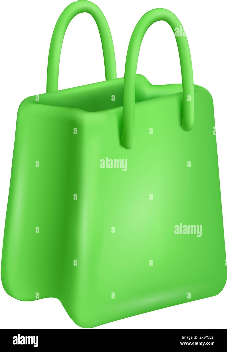 Green shopping bag 3d icon. Retail symbol isolated on white background ...