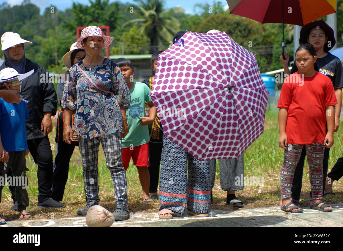 Coconut Ten Pin Bowling at a community festival, Bongkud, Ranau, Sabah ...