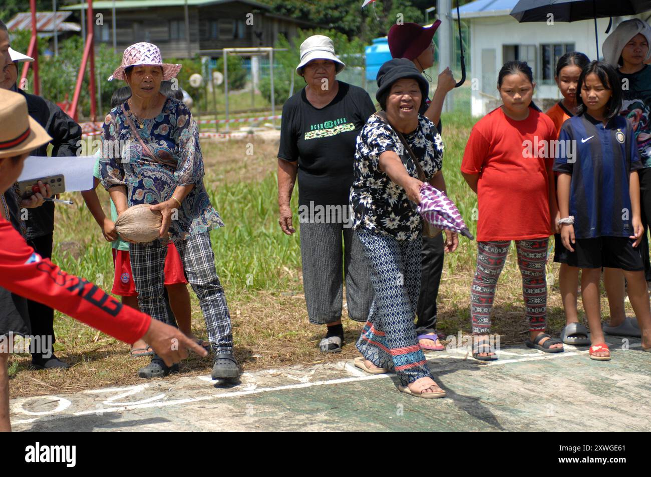 Coconut Ten Pin Bowling at a community festival, Bongkud, Ranau, Sabah ...